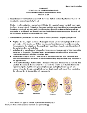 IB 1201 L09 Meiosis - weekly assignments - PRE-LAB QUESTIONS Compare ...