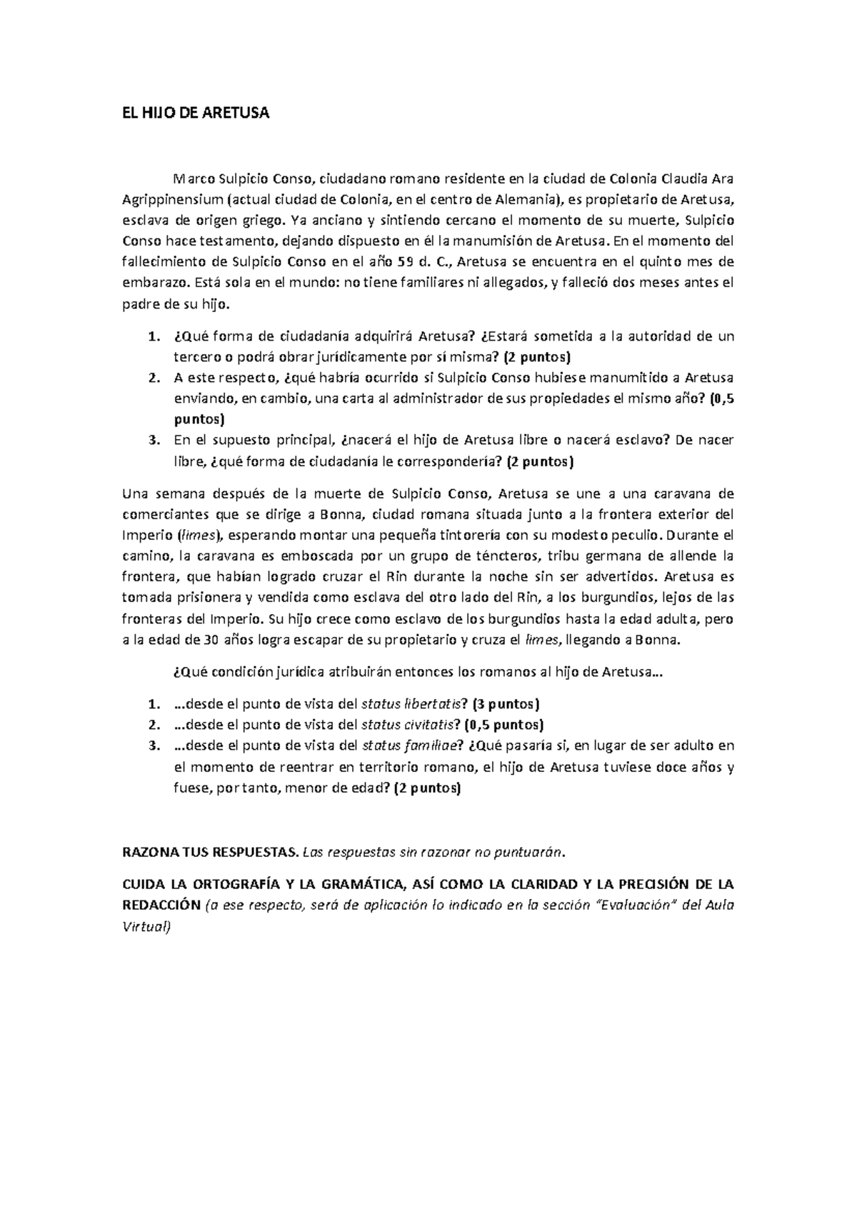 Preguntas DR - GHGJG - EL HIJO DE ARETUSA Marco Sulpicio Conso ...