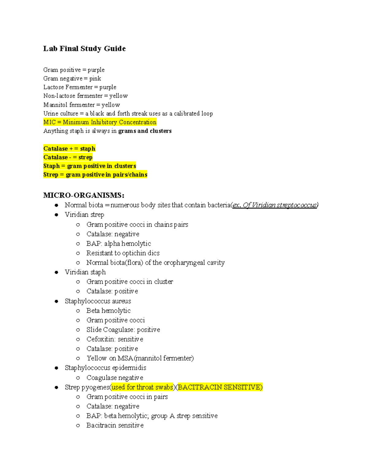 Mico Lab Final Review - Covers everything learned in the Micro Lab. It ...