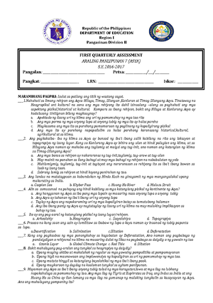 Annex A LEA - TABLE OF SPECIFICATION (TOS) 2024 - Table of ...