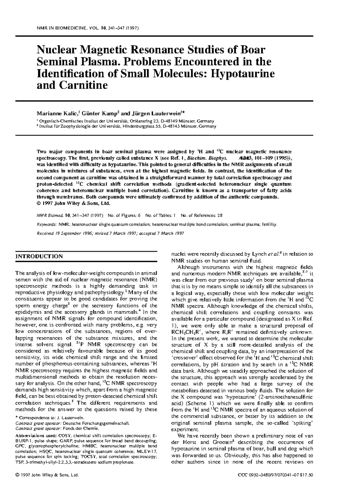 Kalic 1997 Nuclear Magnetic Resonance Studies of Boar - Nuclear ...
