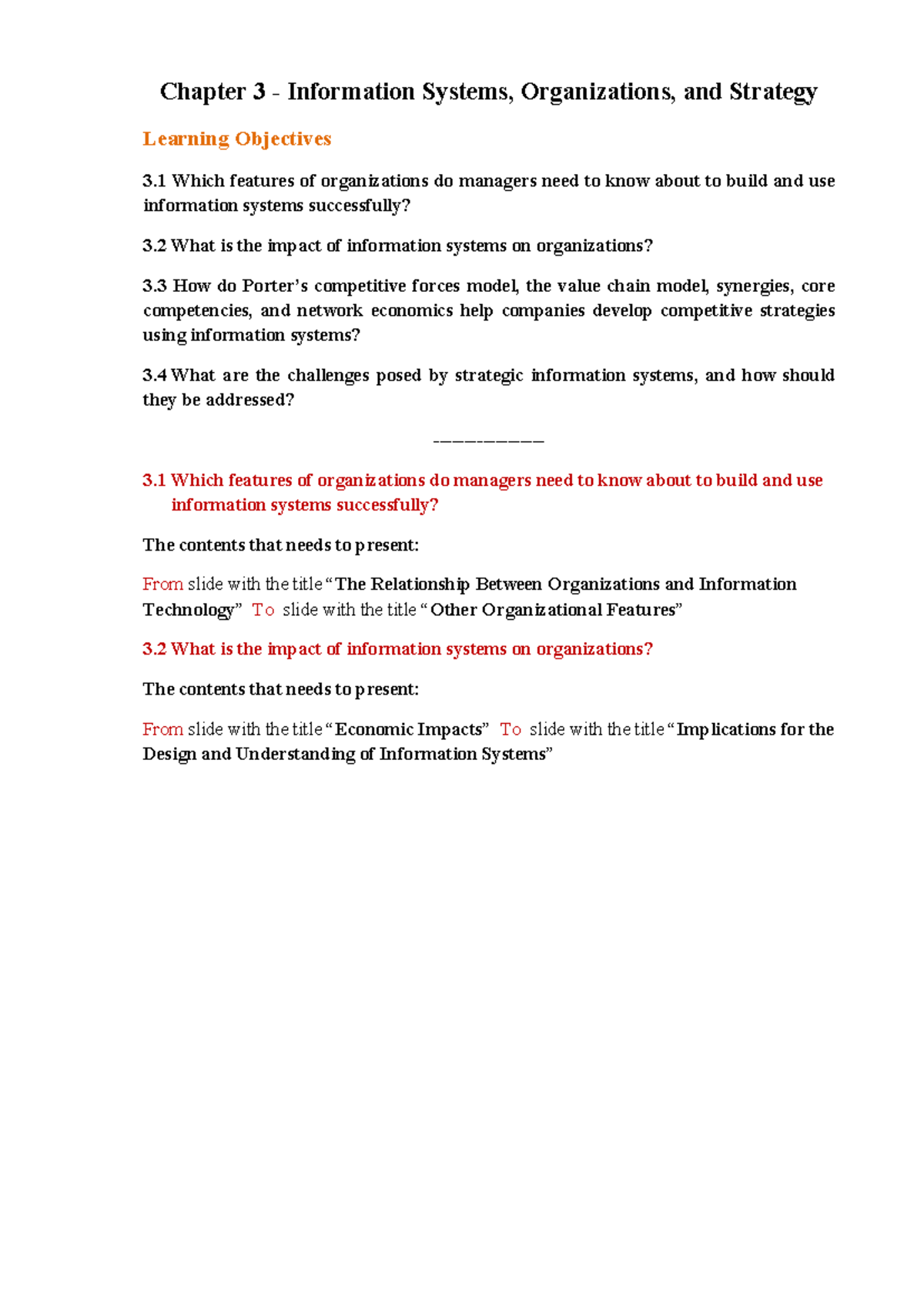 Assignments mis - Chapter 3 - Information Systems, Organizations, and ...