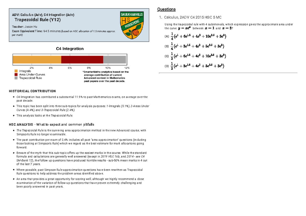 C4 Integration - Trapezoidal Rule - ADV: Calculus (Adv), C4 Integration ...