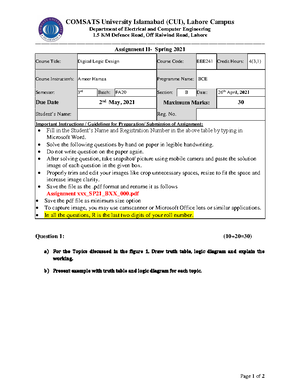 DLD LAB Report - Rubrics for EEE241 Digital Logic Design Lab Lab Number ...