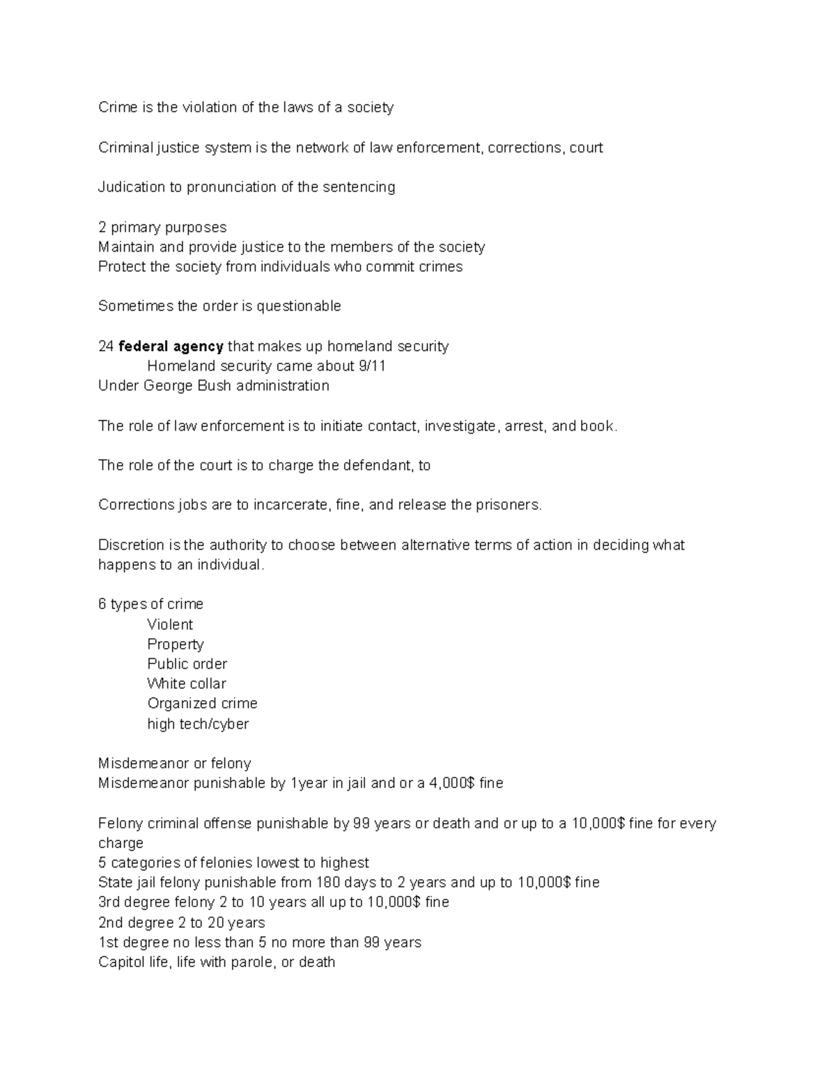 Criminal justice - Helped with in class activity, test, - Crime is the ...