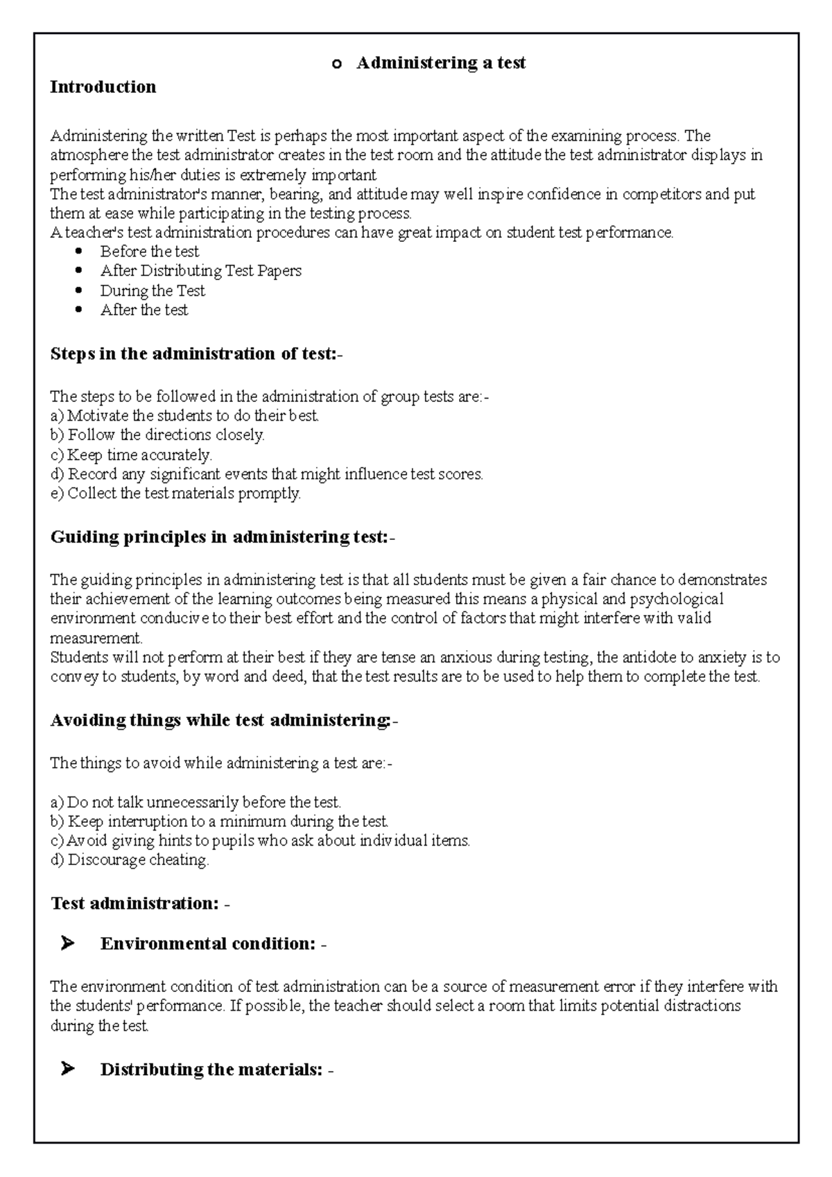 Admn a test sc it - nursing education - o Administering a test ...