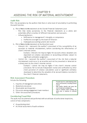 Chapter 7 – Assessing the Risk of Material Misstatement - Chapter 7 ...