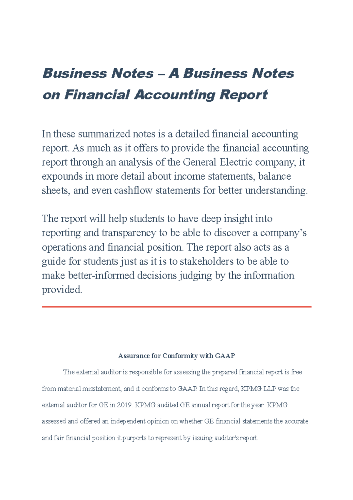 Financial-accounting-report - Business Notes – A Business Notes on ...