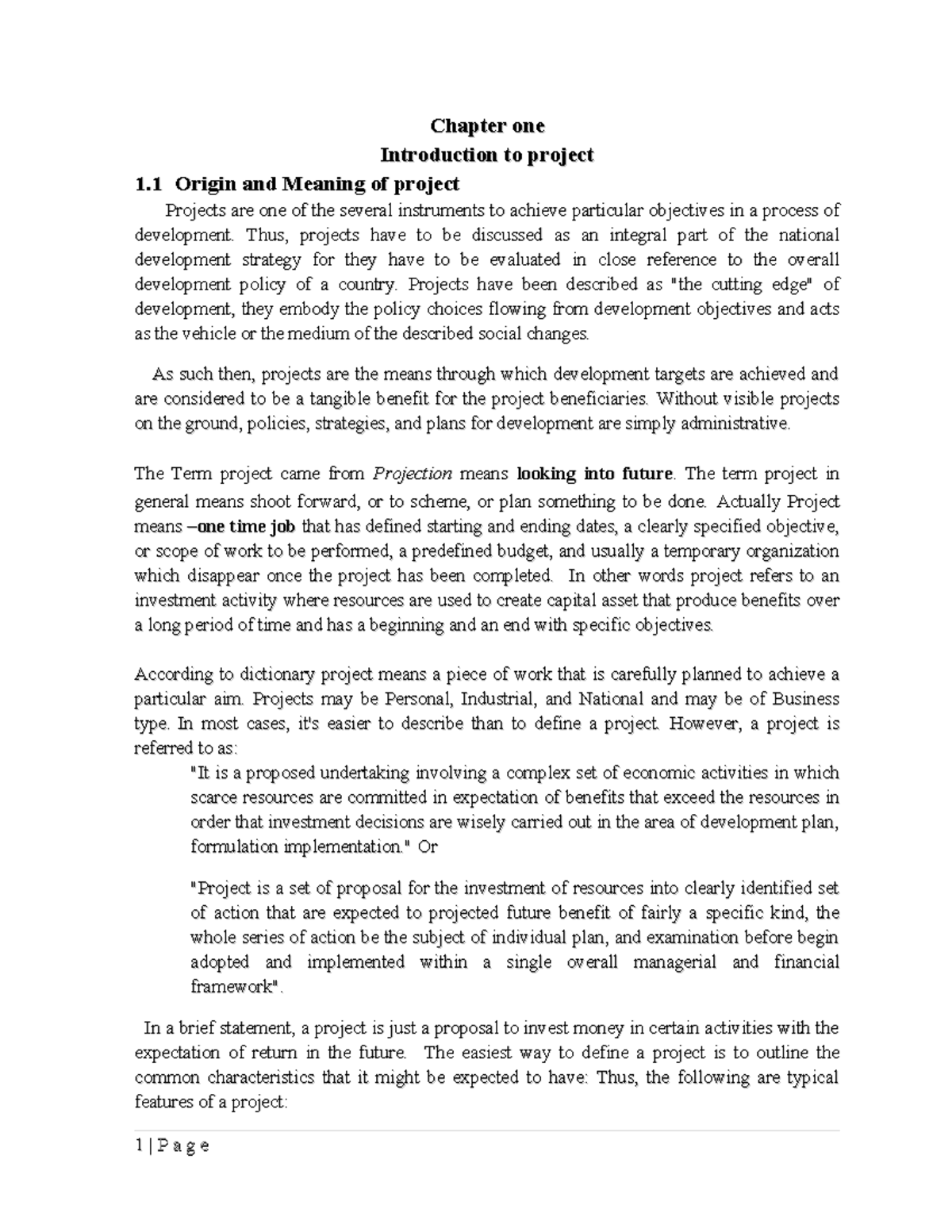 Project Analysis chapter one - Chapter one Chapter one Introduction to ...