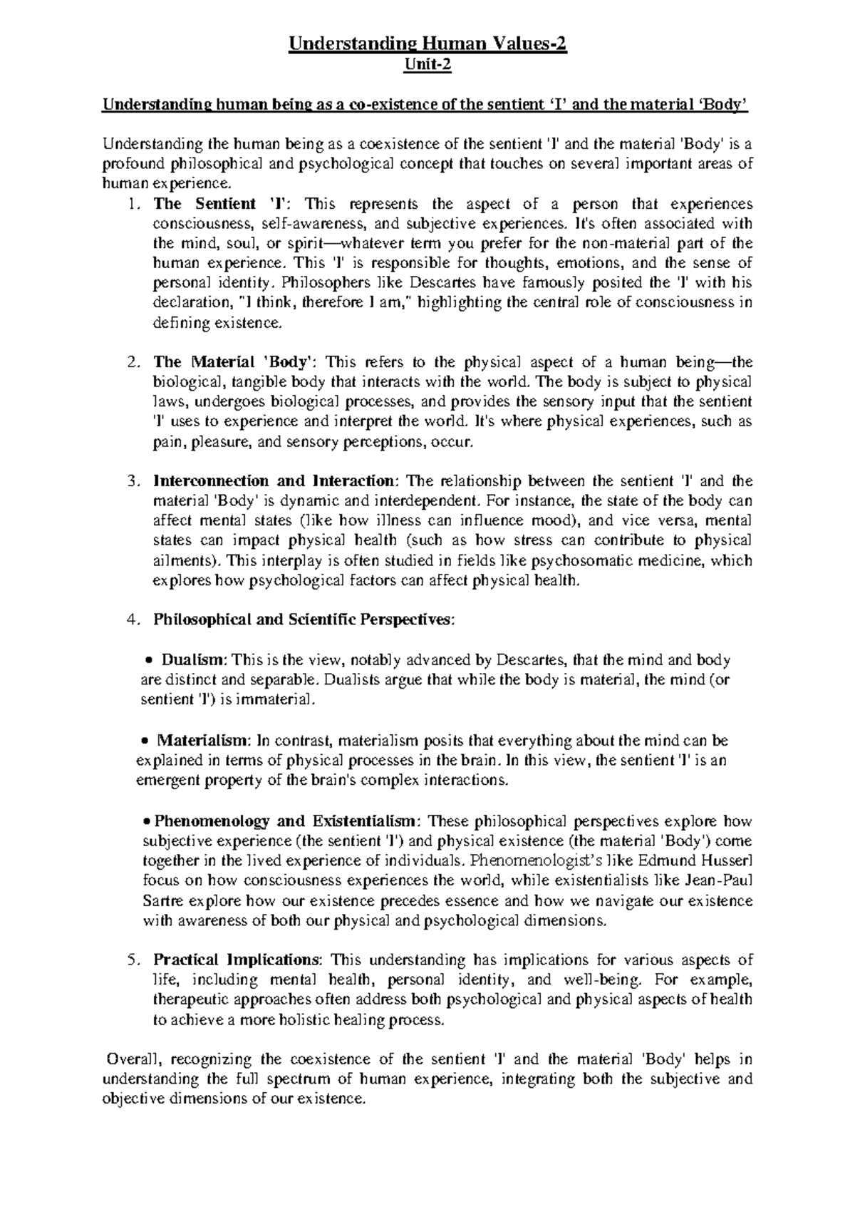 UHV 2 notes unit 2 24 25 - Unit-3 - Understanding Human Values- 2 Unit ...