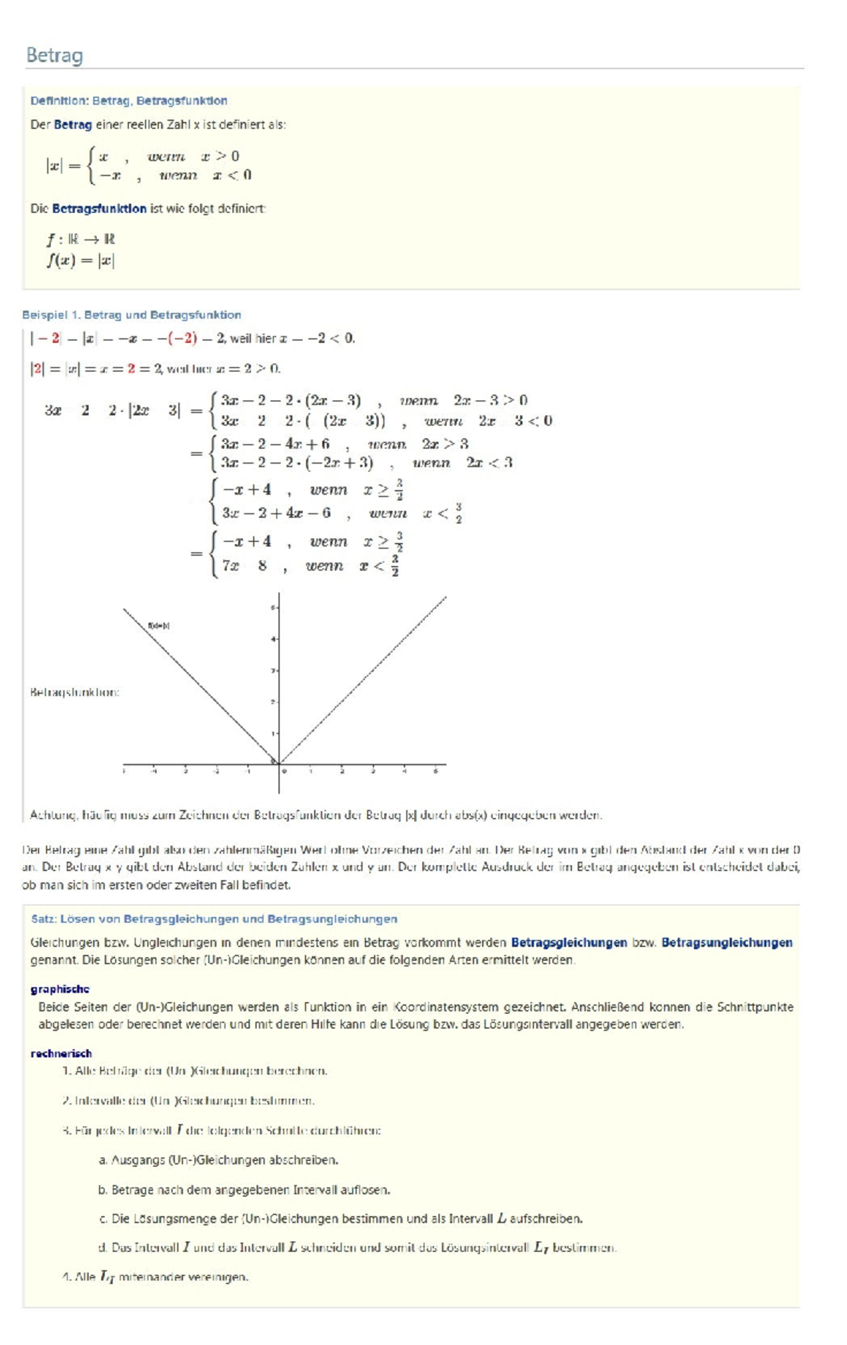 Vorkurs Mathe Block 3-4 Betrag 01 Lernmodul - Mathematik - Studocu