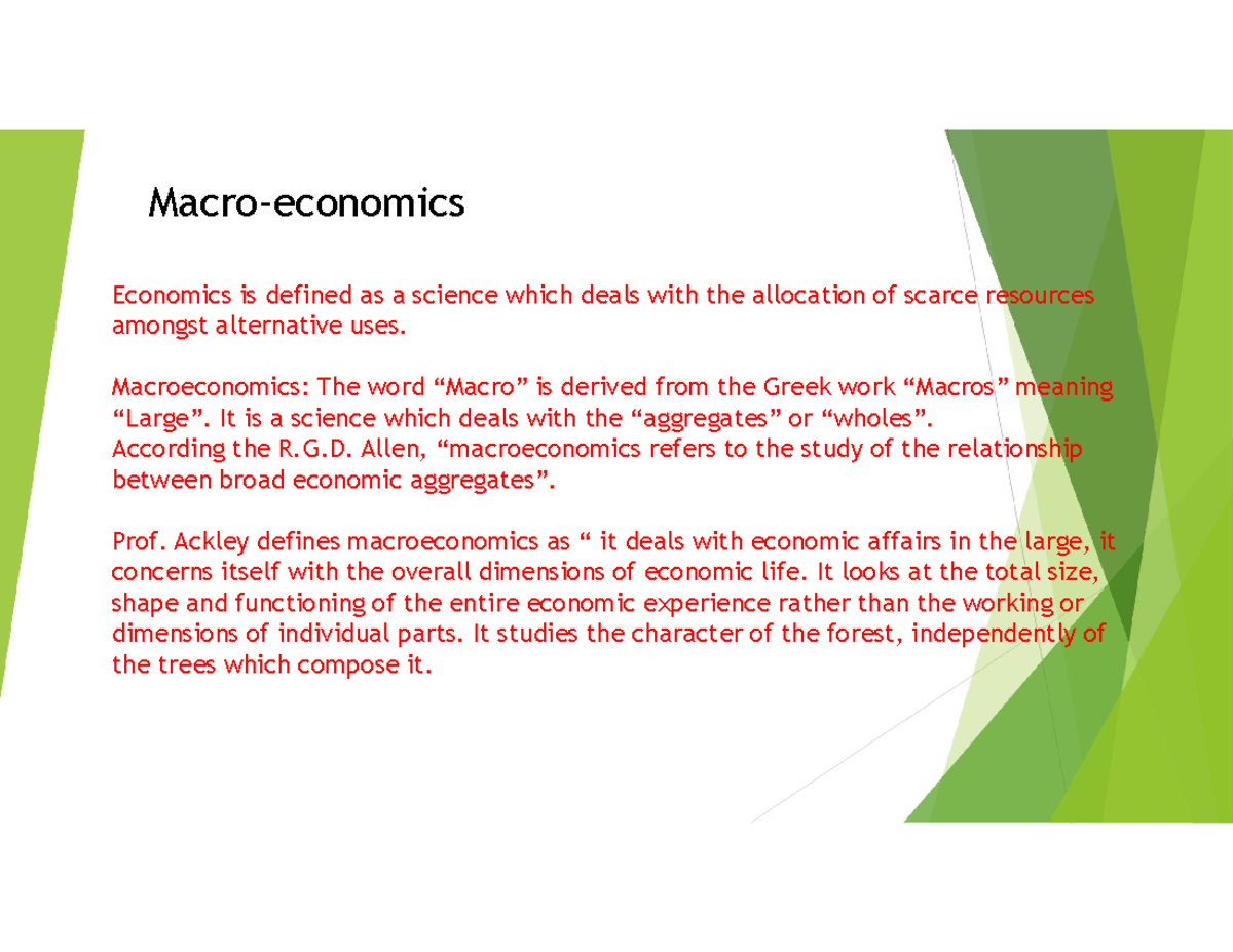 Full Notes 01 - Economics is defined as a science which deals with the ...