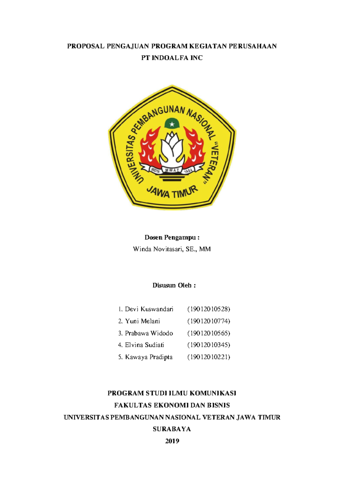 Kelompok 8 Ilmu Komunikasi Nego - PROPOSAL PENGAJUAN PROGRAM KEGIATAN ...