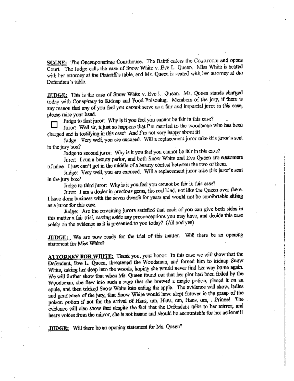 Darius Hall - Mock Trial - Snow White v. Eve L. Queen - MATH 102 A ...