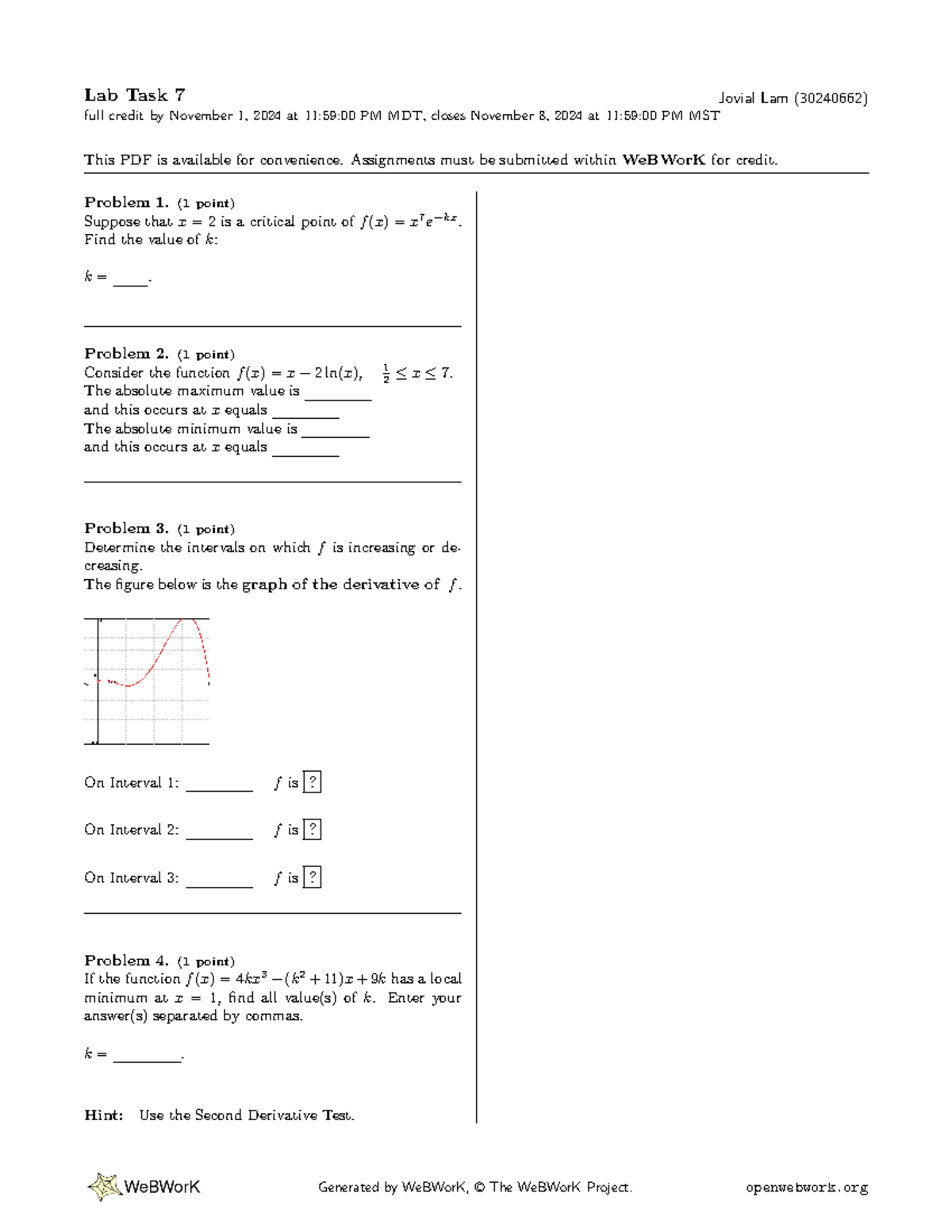 F2024MATH265 - Lab Task 7 - Lab Task 7 full credit by November 1, 2024 ...