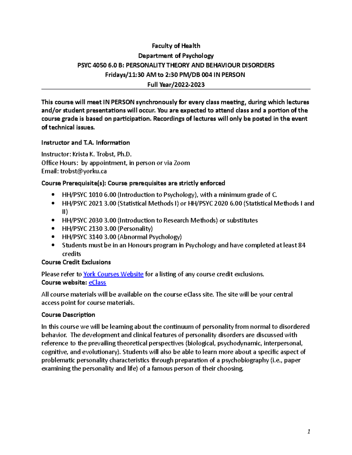 PSYC 4050: Personality Theory and Behavior Disorders - Studocu