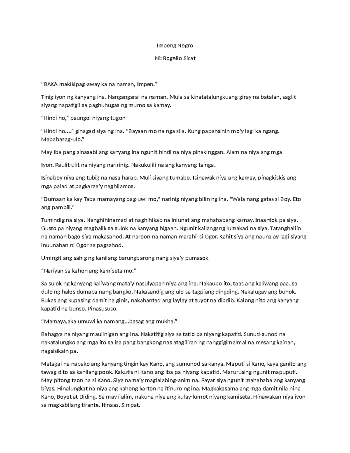 Impeng-Negro - Impeng Negro Ni: Rogelio Sicat “BAKA makikipag-away ka ...