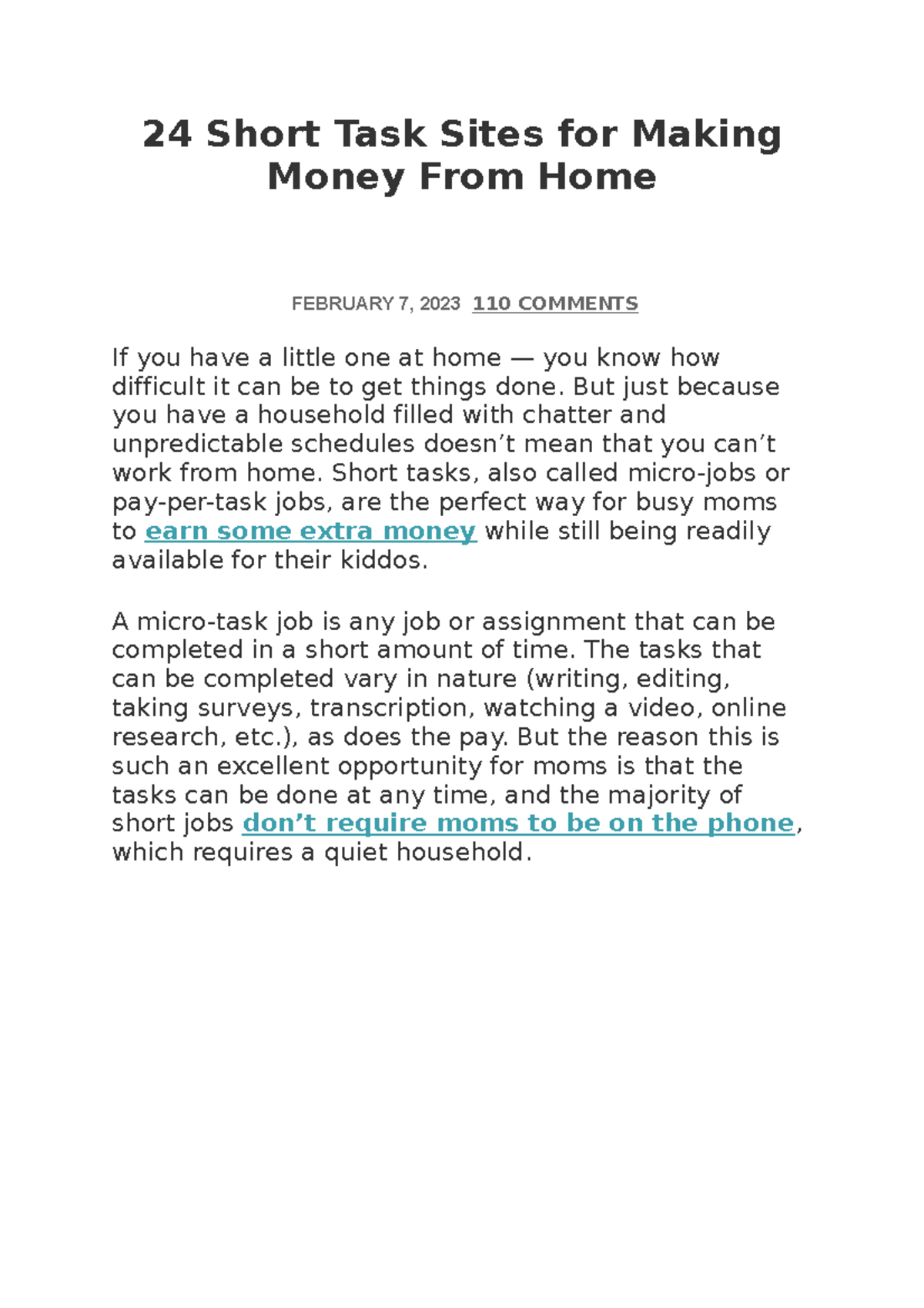 24 Short Task Sites for Making Money From Home - 24 Short Task Sites ...