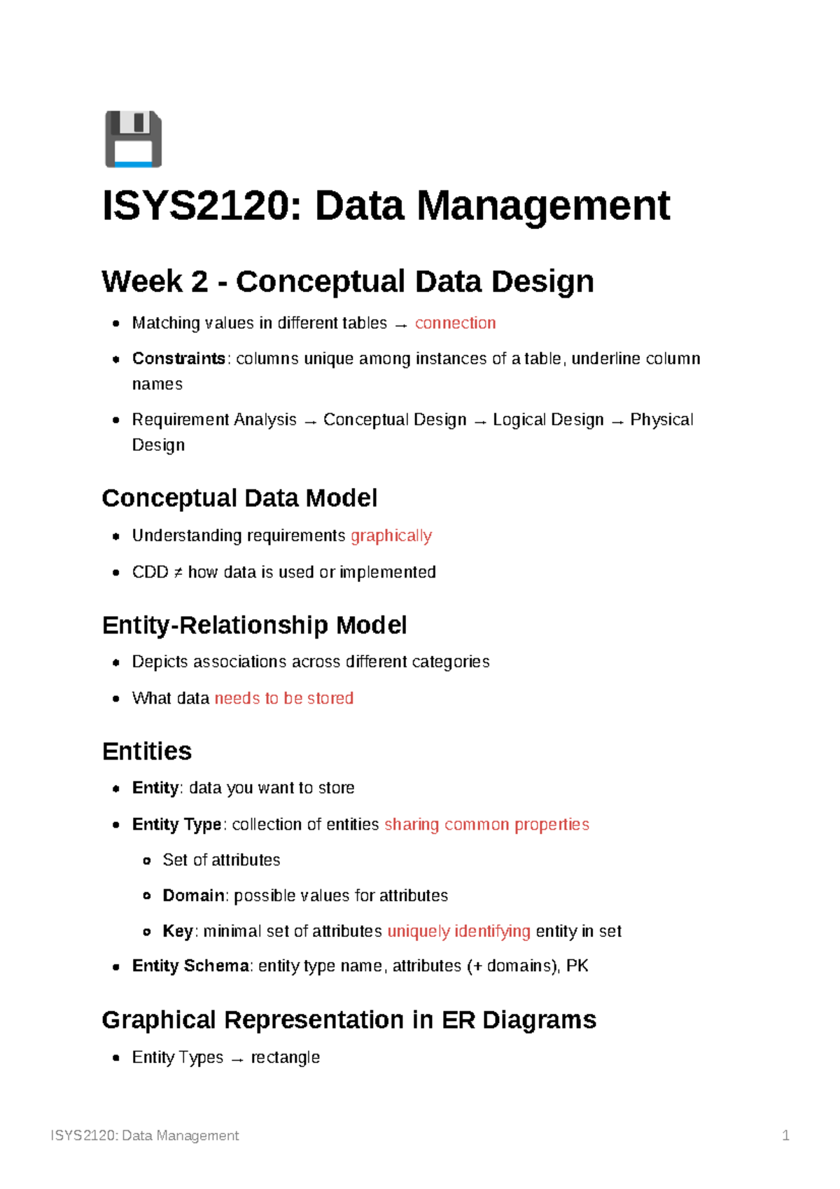 ISYS2120 Data Management 1 - ¬ ISYS2120: Data Management Week 2 - Conceptual Data Design ...
