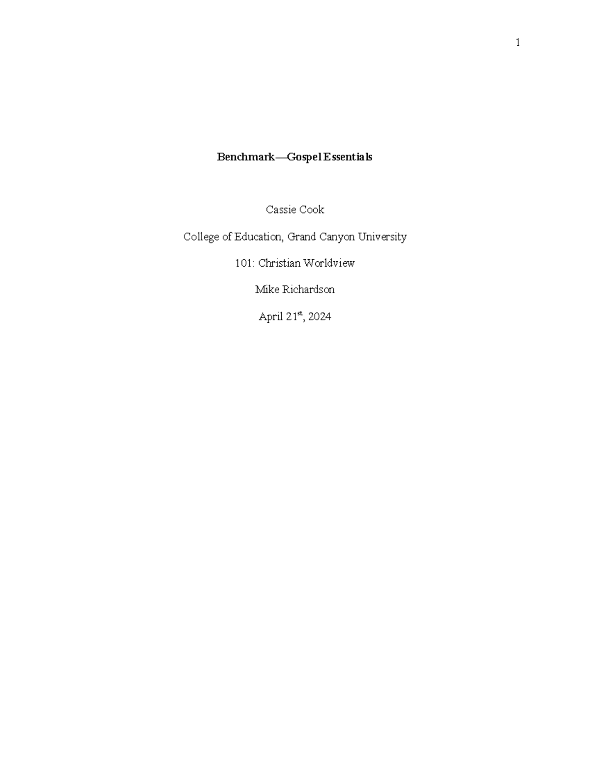 Benchmark Gospel Essentials - Benchmark—Gospel Essentials Cassie Cook ...