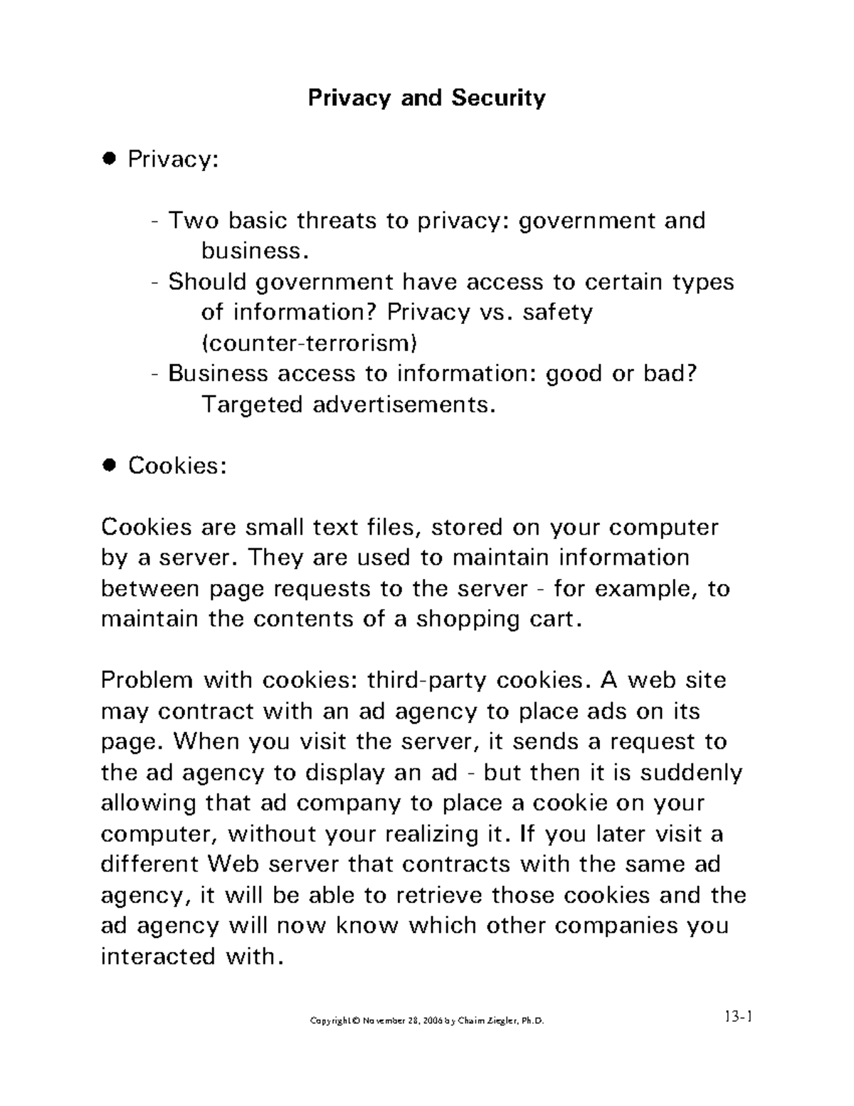 CORC1312 PT13 - Privacy and Security - Privacy and Security ! Privacy ...