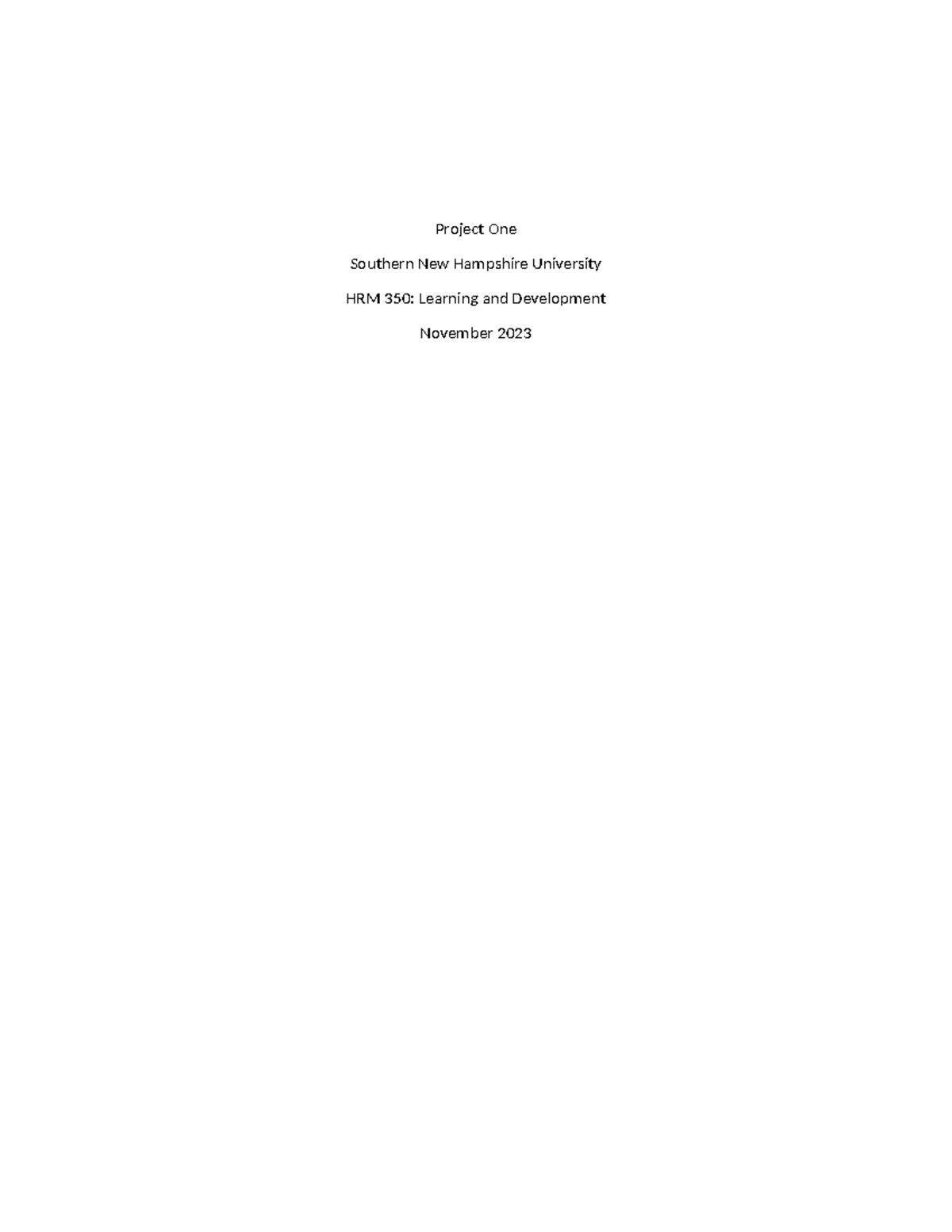 HRM 350 5-2 Project 1 - Project One Southern New Hampshire University ...