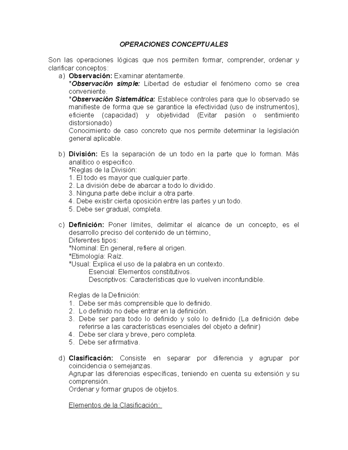 Operaciones Conceptuales - OPERACIONES CONCEPTUALES Son las operaciones ...