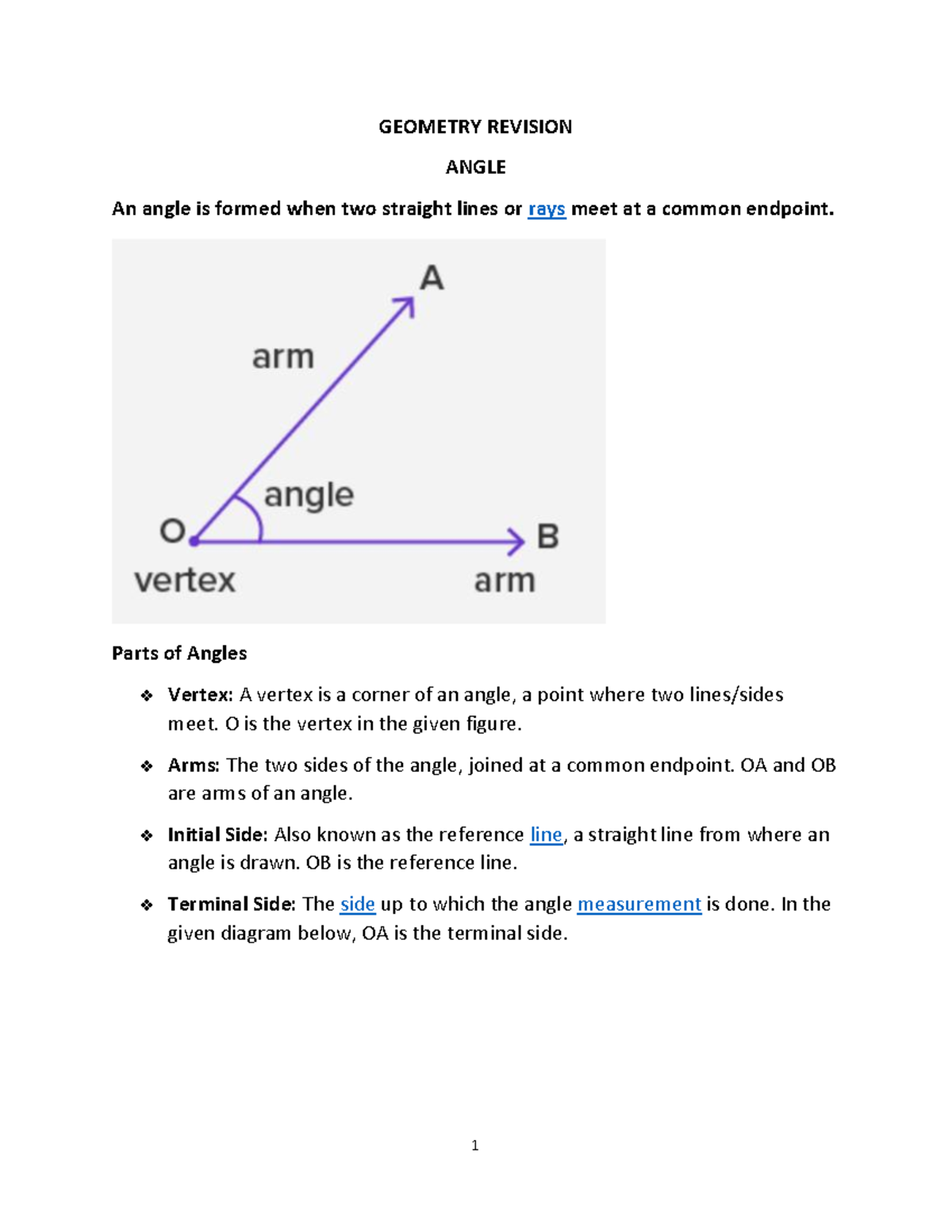 Geometry Revision FOR Kiriyatswane - GEOMETRY REVISION ANGLE An angle ...