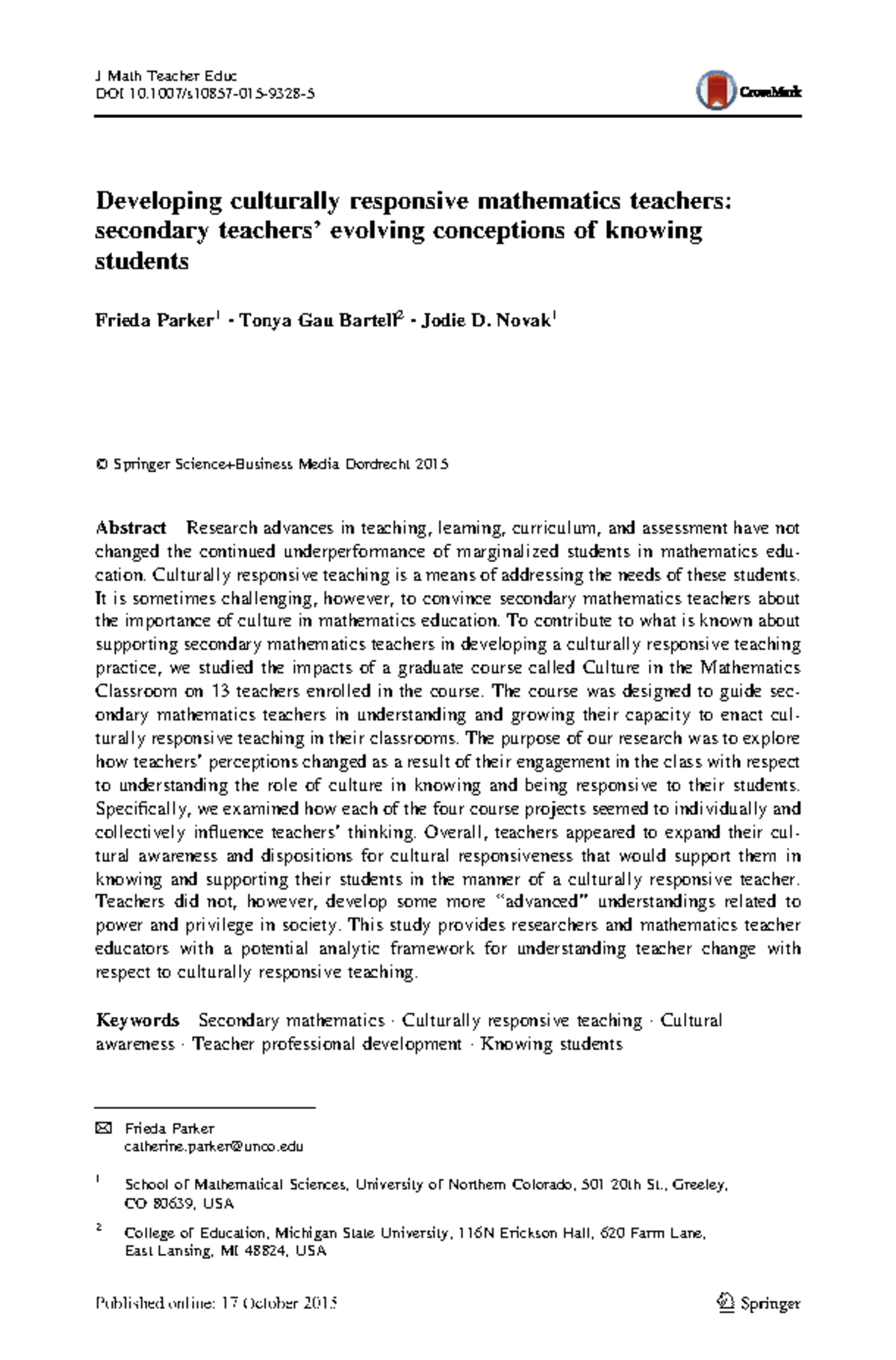 Parker et al. - 2015 - Developing culturally responsive mathematics ...