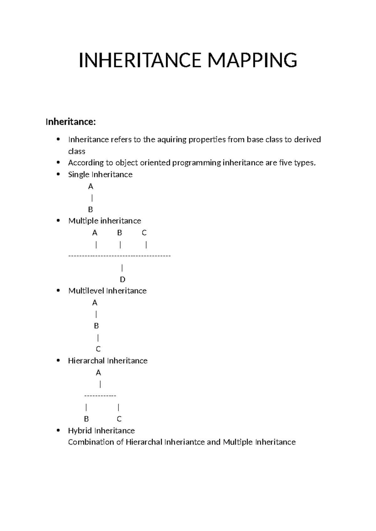 Jfsd Inheritance Mapping - INHERITANCE MAPPING Inheritance: Inheritance ...