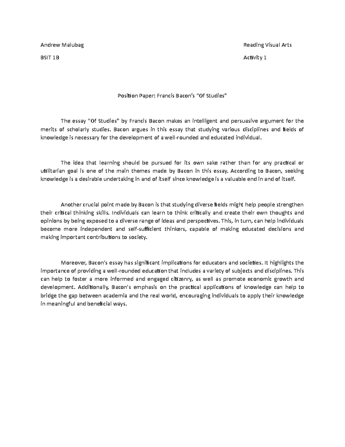 GE Reading Visual Art - qweq - Andrew Malubag Reading Visual Arts BSIT ...