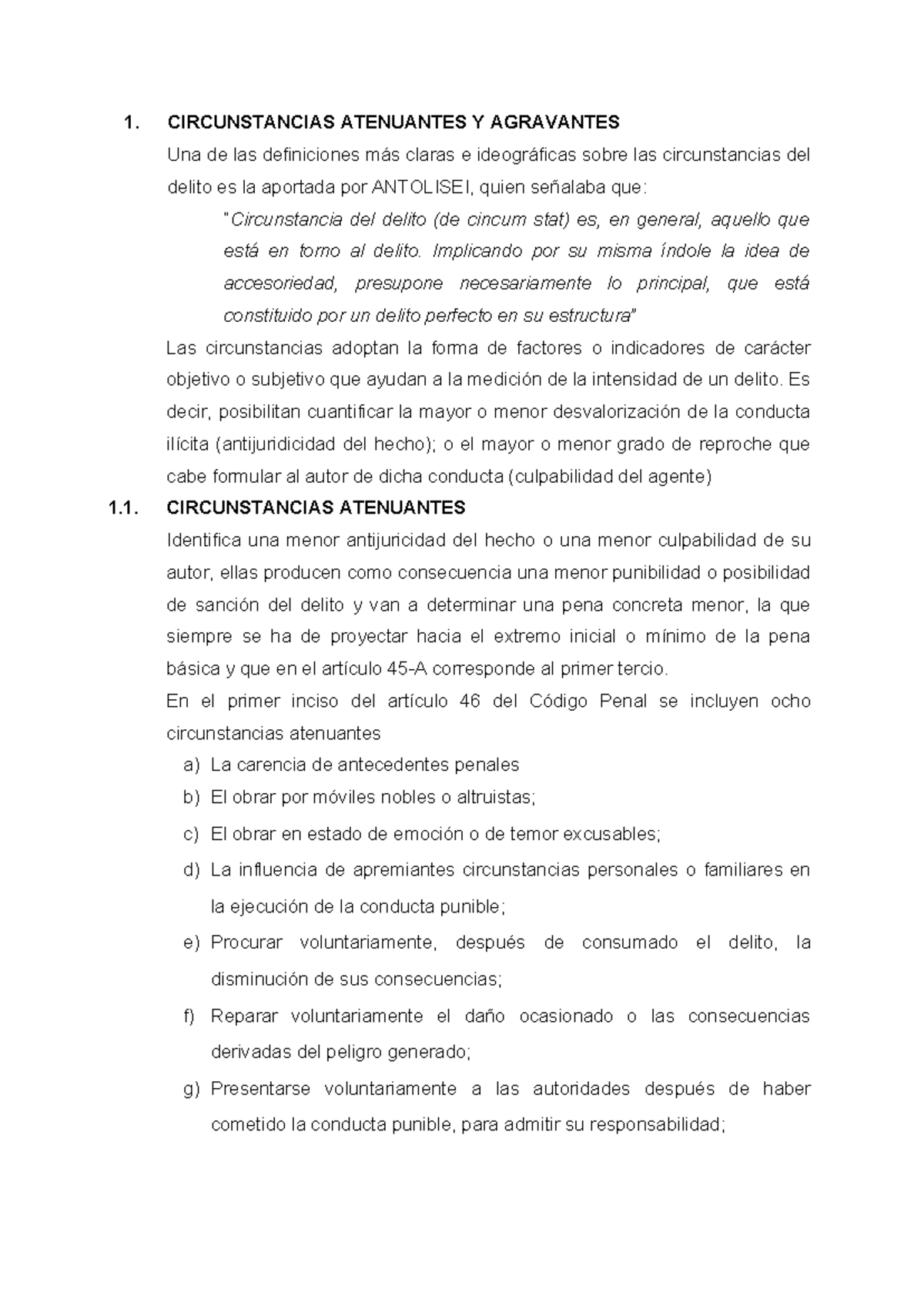 Circunstancias Atenuantes Y Agravantes - 1. CIRCUNSTANCIAS ATENUANTES Y ...