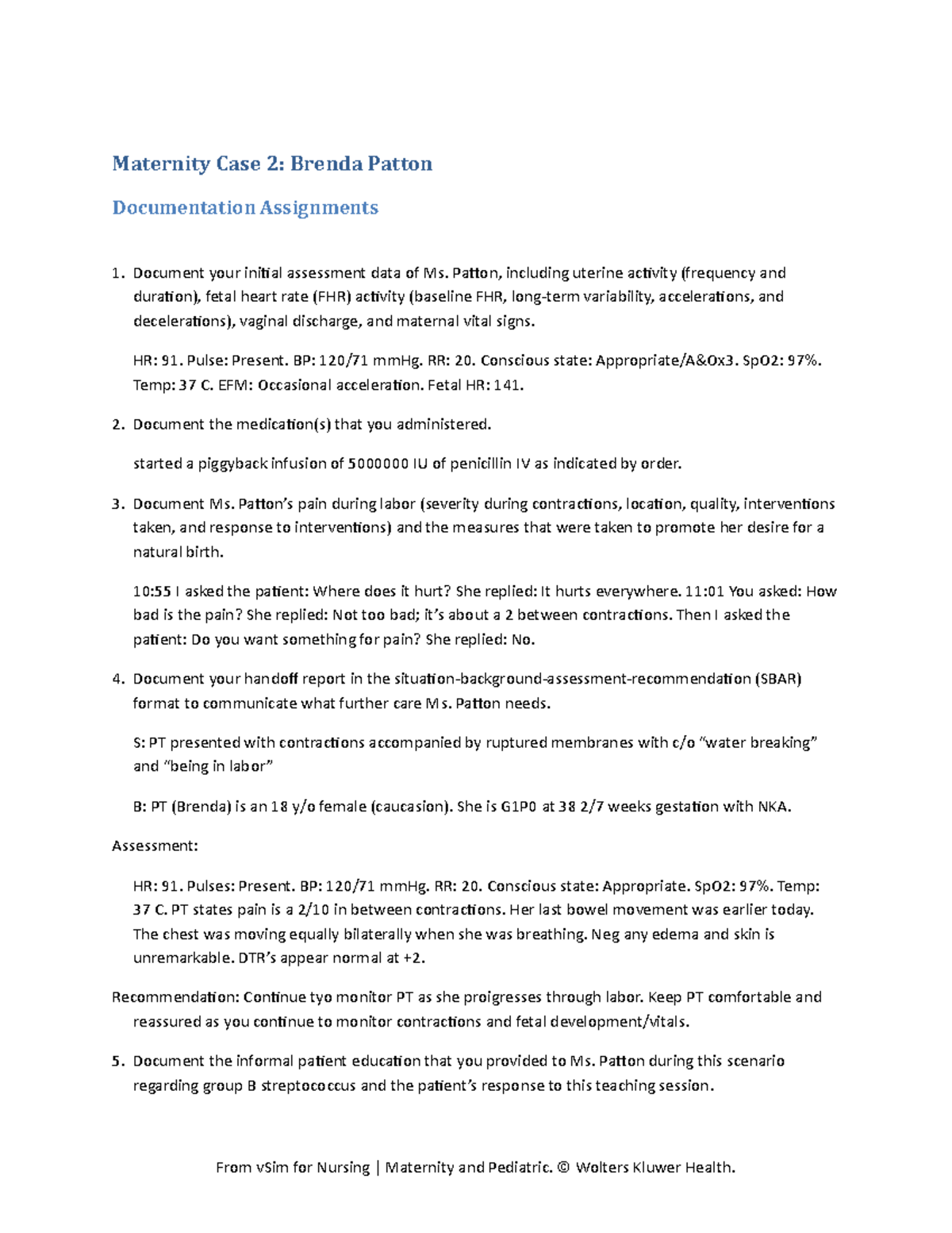 Brenda - hgfrew - Maternity Case 2: Brenda Patton Documentation ...