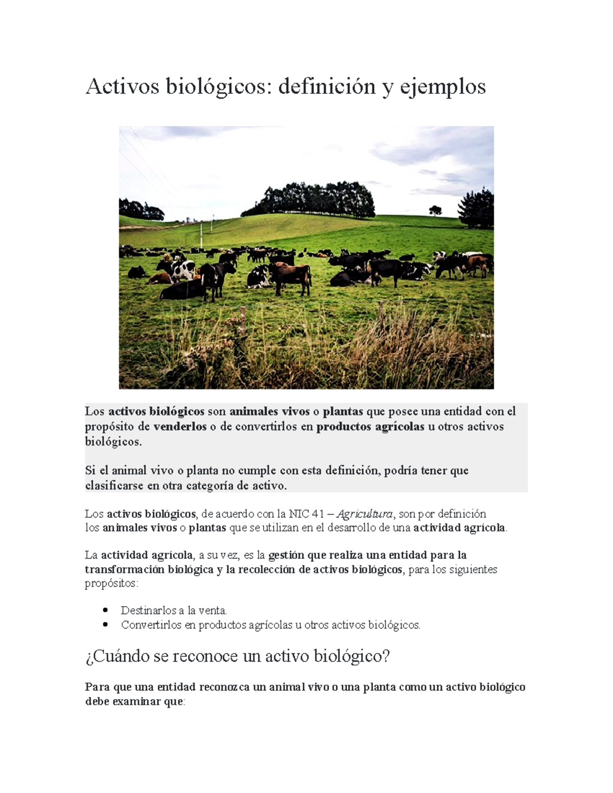 Activos biológicos - Activos biológicos: definición y ejemplos Los ...