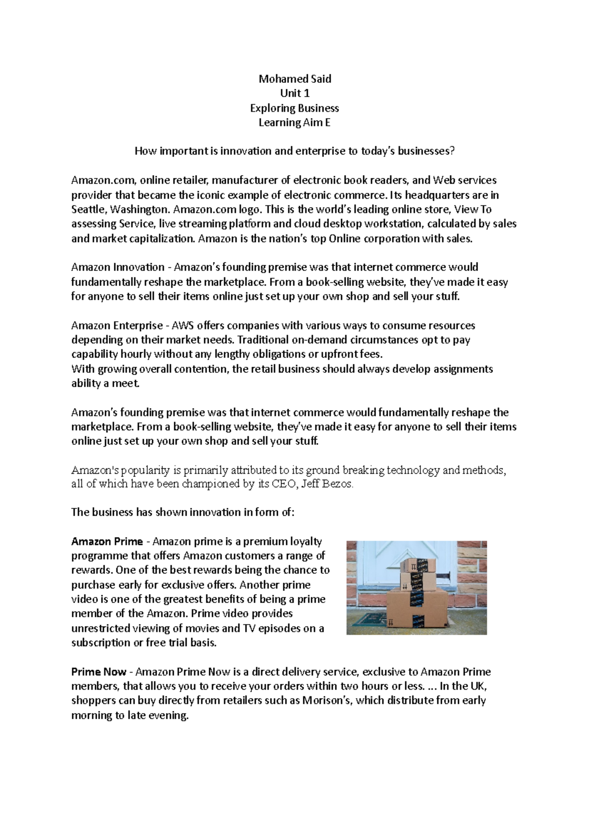 Unit 1 learning aim e - sjvskbvkblv - Mohamed Said Unit 1 Exploring ...