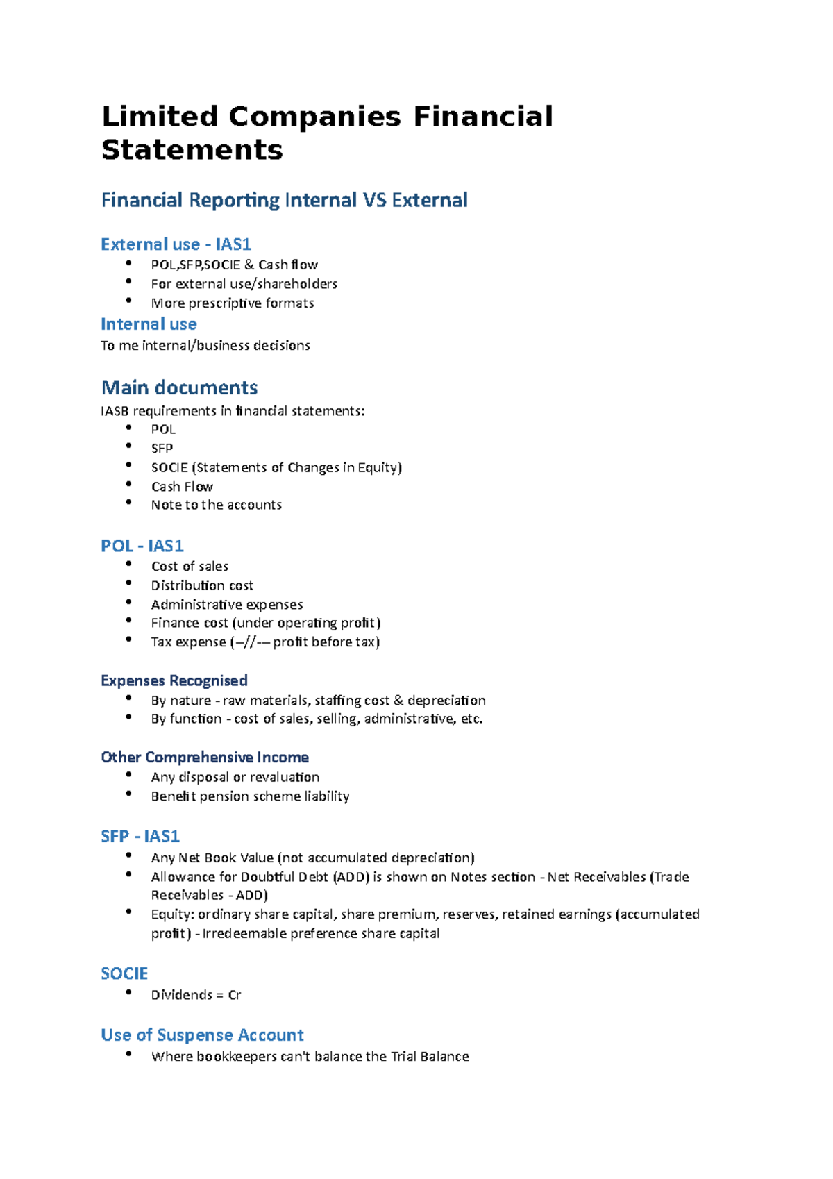 Financial statements for limited companies - Limited Companies ...