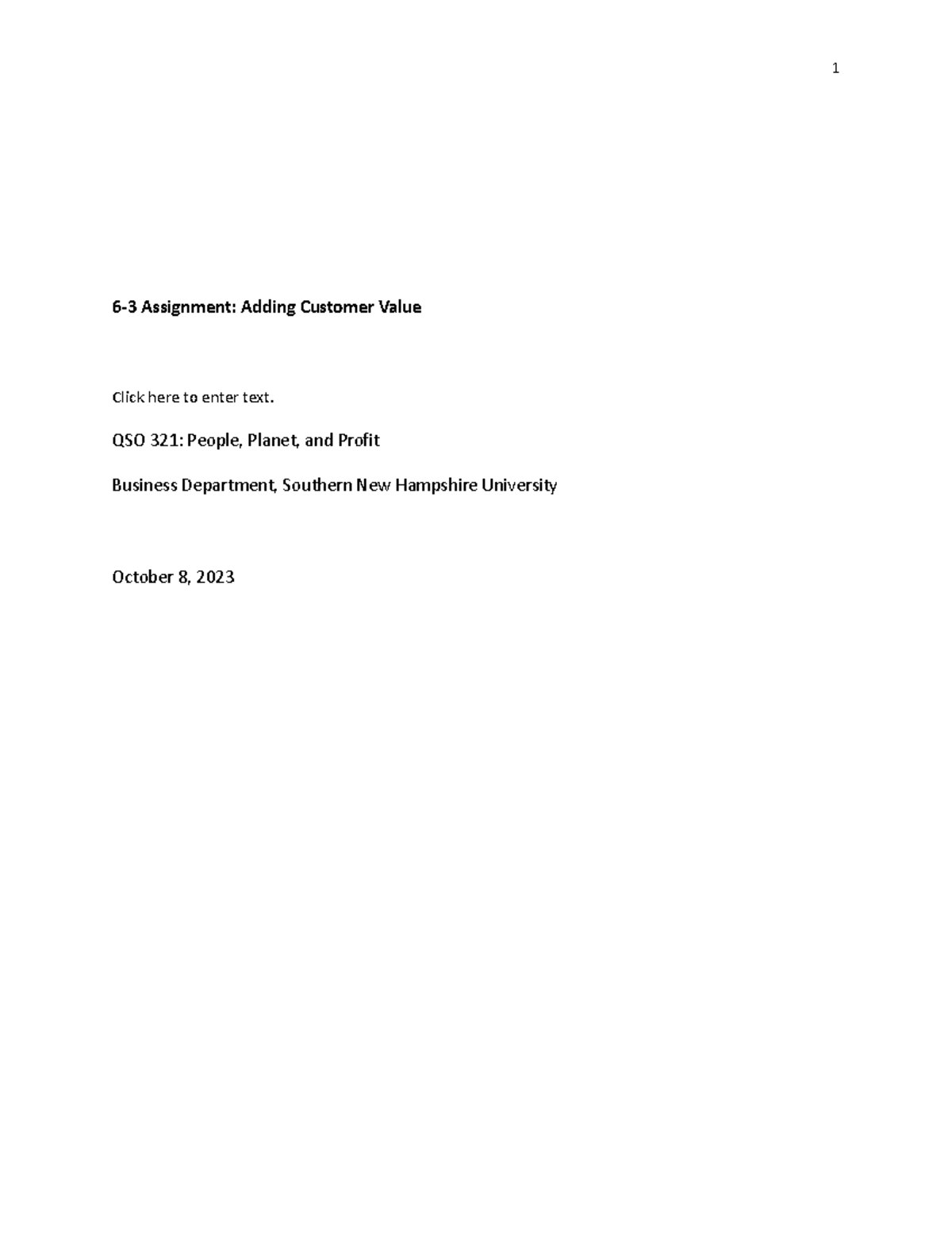 6-3 Assignment - Adding Customer Value - 6-3 Assignment: Adding Customer Value Click here to ...