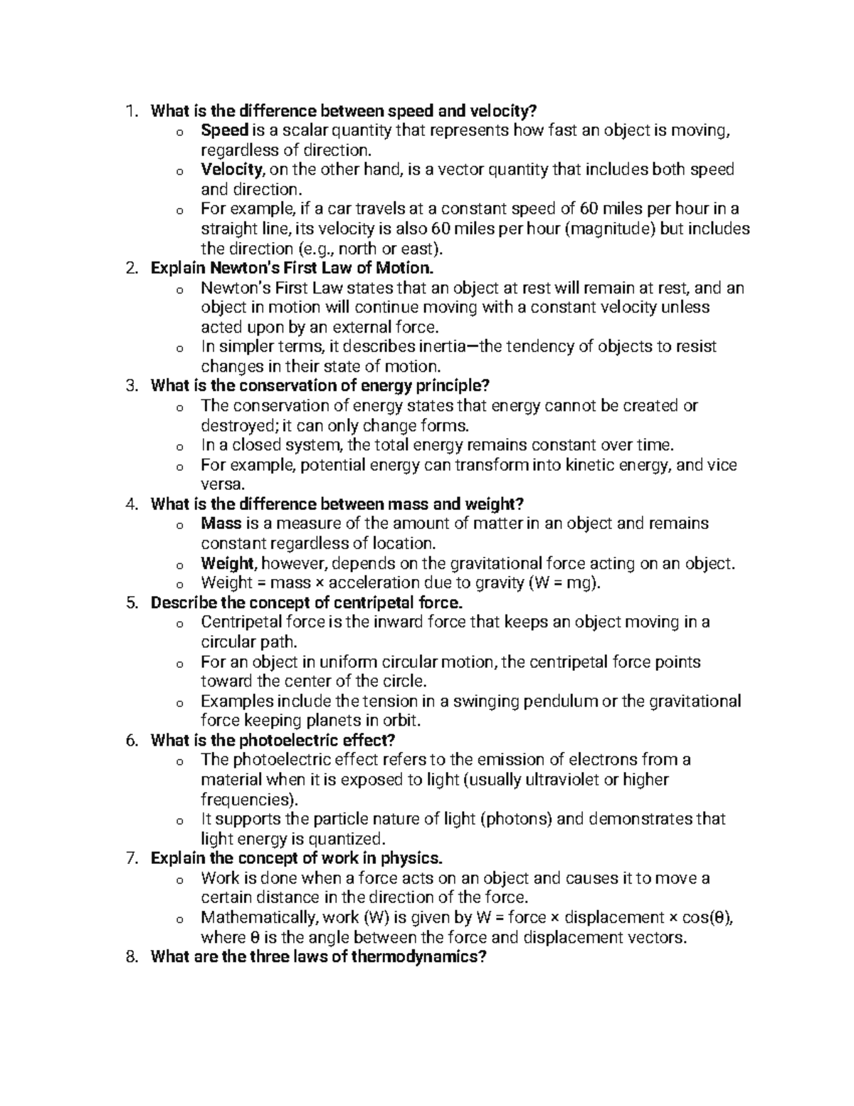 Chapter 2 Homework Questions - 1. What is the difference between speed ...
