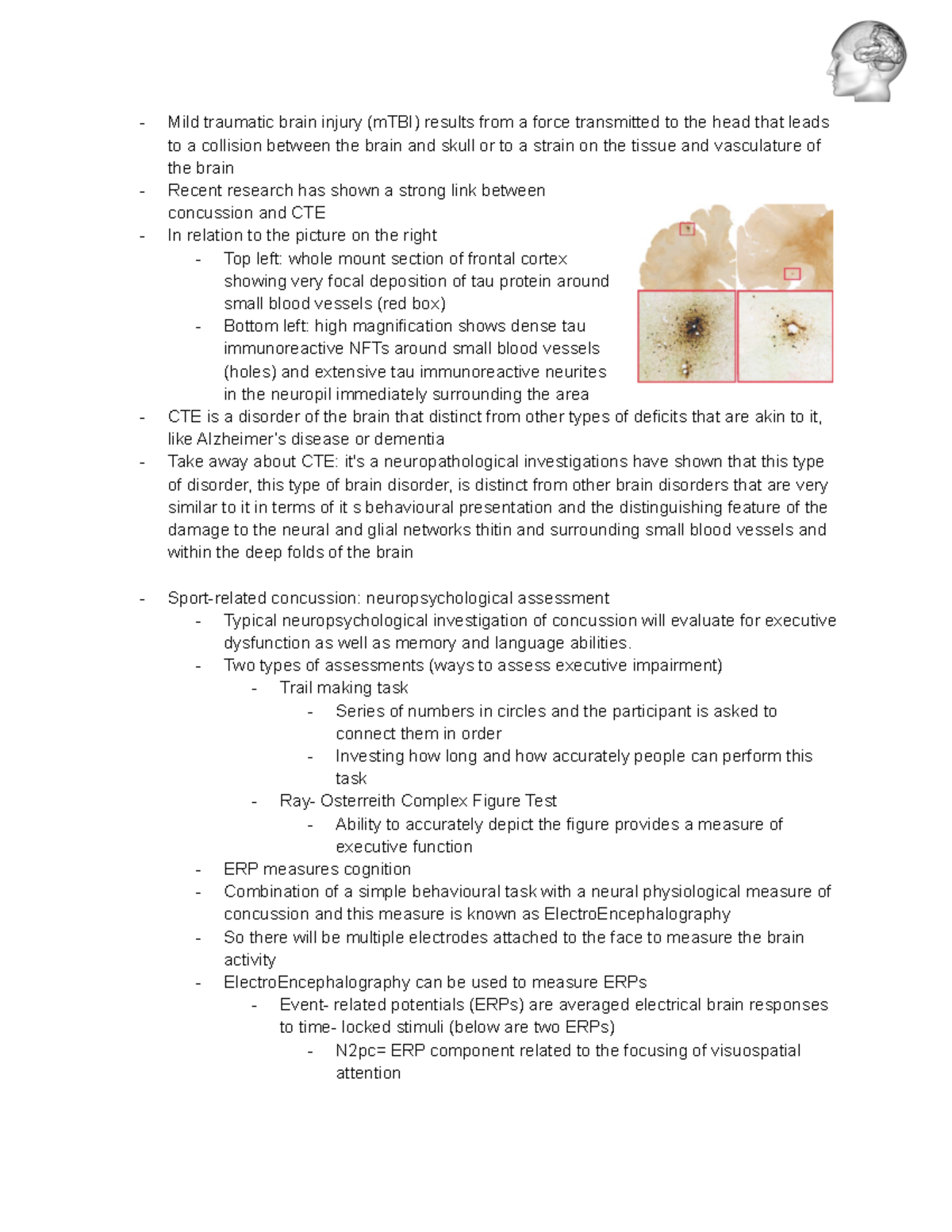 Kin 1080 Week 1 part 2 - class notes - Mild traumatic brain injury ...