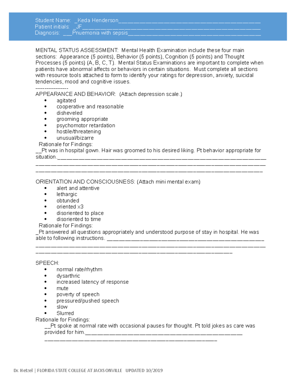 Mental Status exam template-1 - MENTAL STATUS ASSESSMENT: Mental Health ...