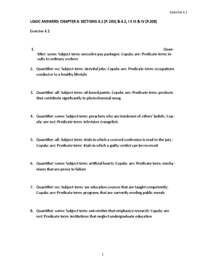 Logic Answers Ch.4 Sections 1&2, I II III IV - Exercise 4 LOGIC ANSWERS ...