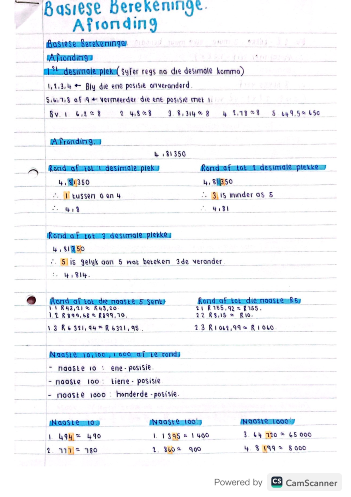 Basiese berekening - Formulas and calculations in maths In Afrikaans ...