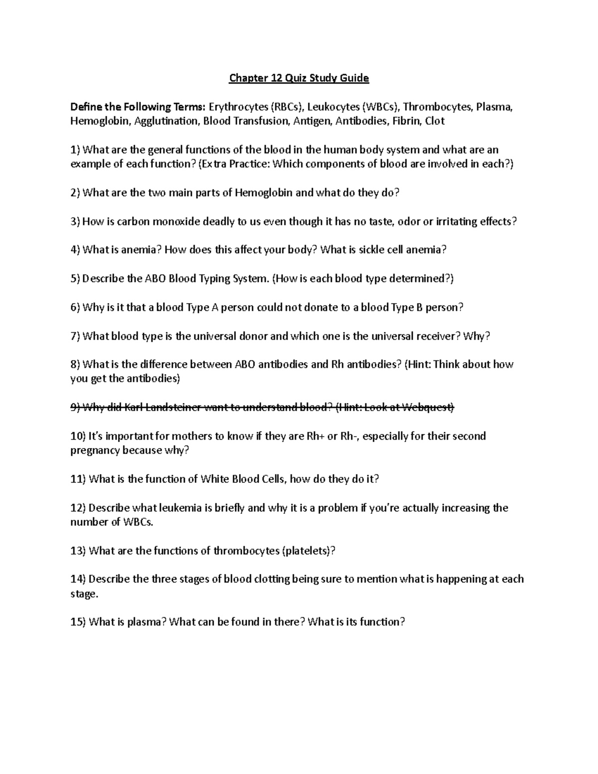 Copy of Chapter 12 Quiz Study Guide Student - Chapter 12 Quiz Study ...