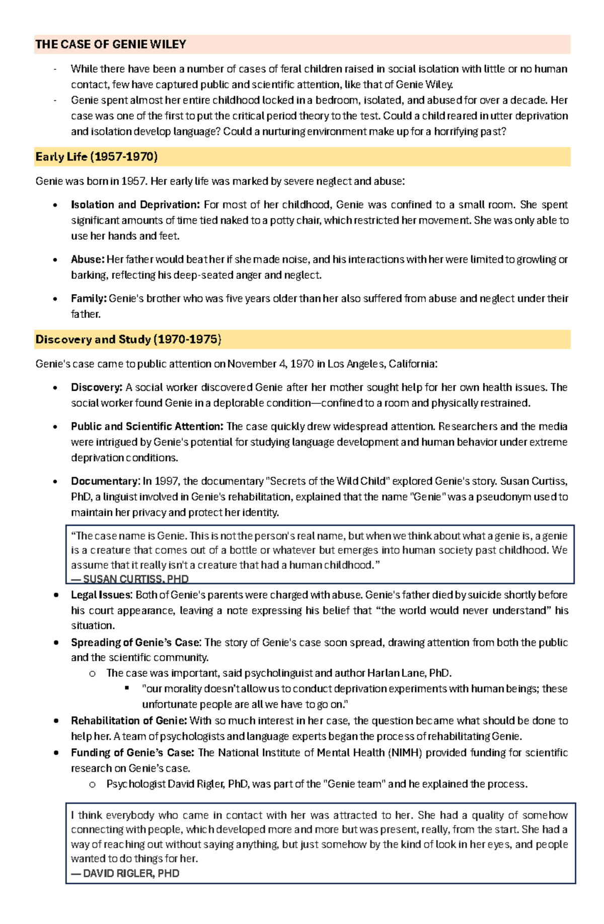 THE CASE OF Genie Wiley - THE CASE OF GENIE WILEY While there have been ...