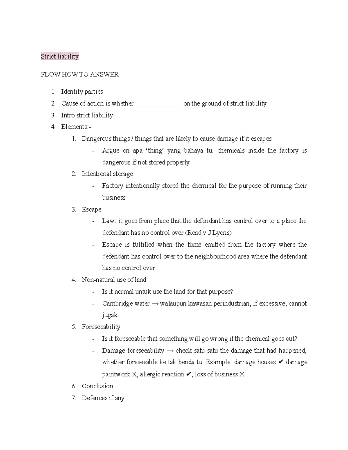 Strict Liability - Liabiliti ketat - Strict liability FLOW HOW TO ...