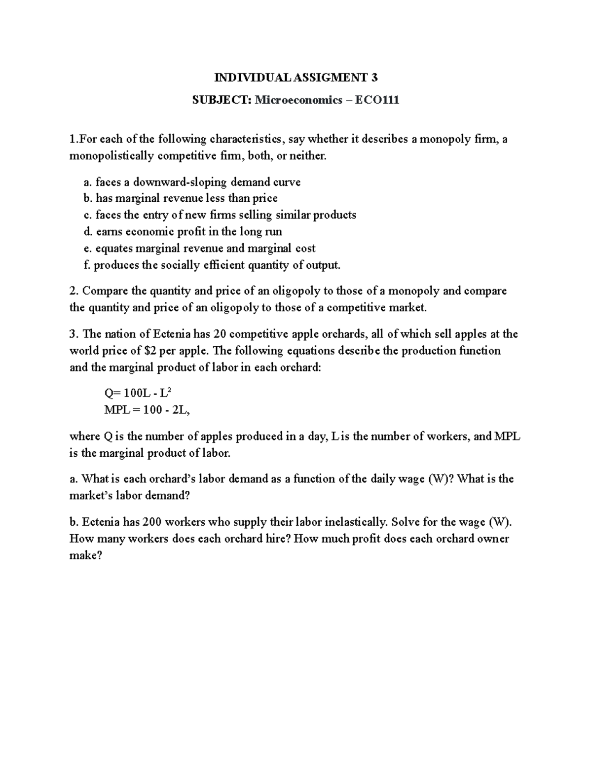 Individual assignment 3 - SP3 - INDIVIDUAL ASSIGMENT 3 SUBJECT ...