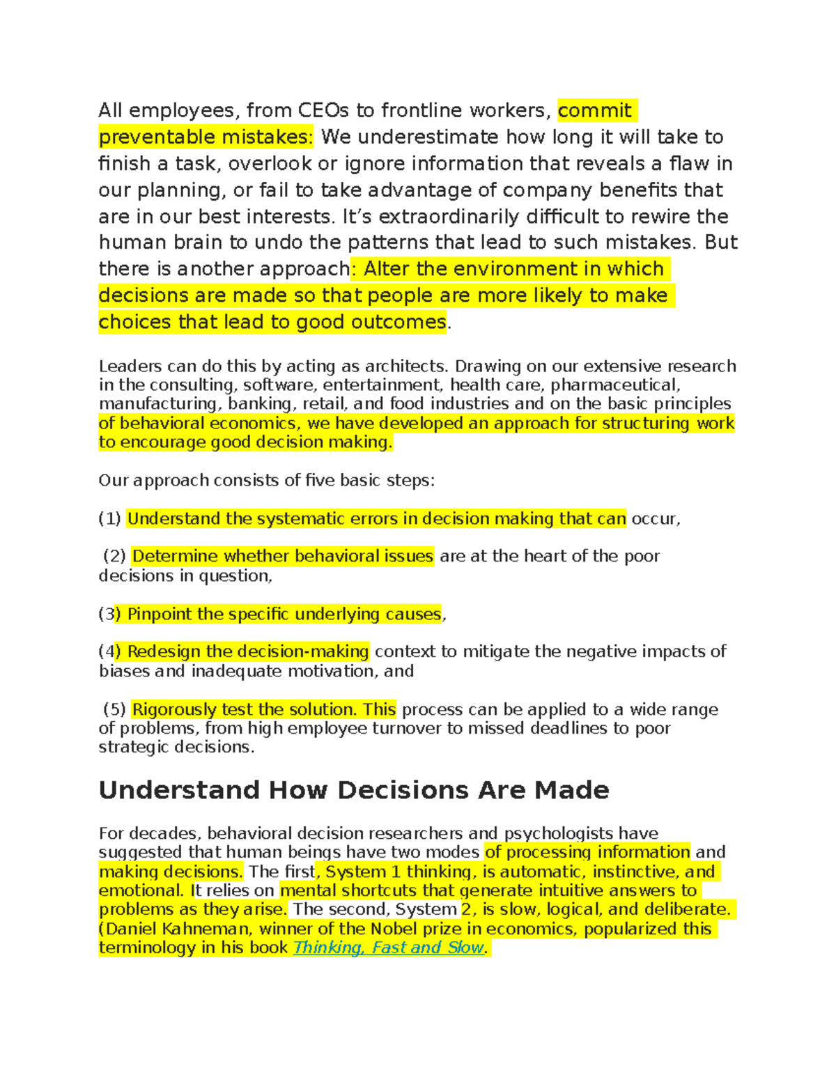 decision making in Management - All employees, from CEOs to frontline ...