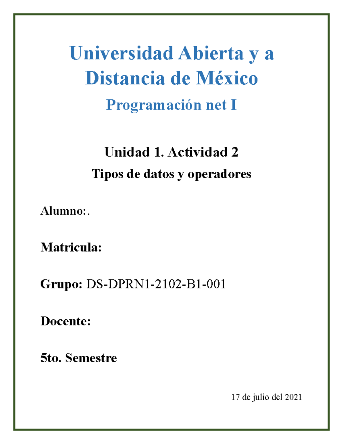 foro de la materia de programacion net 1 - Universidad Abierta y a ...