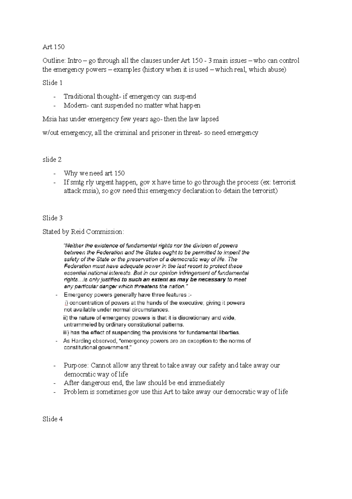 Art 150- notev s - Art 150 Outline: Intro – go through all the clauses ...