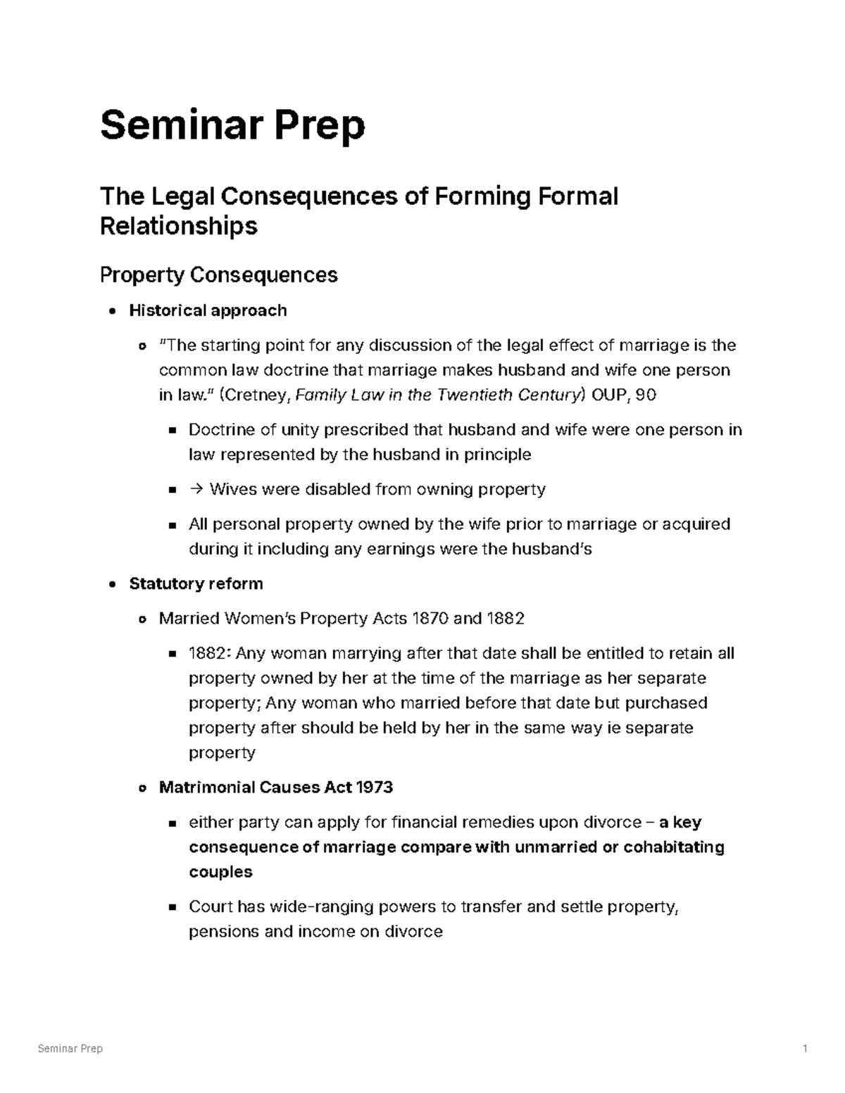 Forming Formal Relationships - Seminar Prep The Legal Consequences of ...